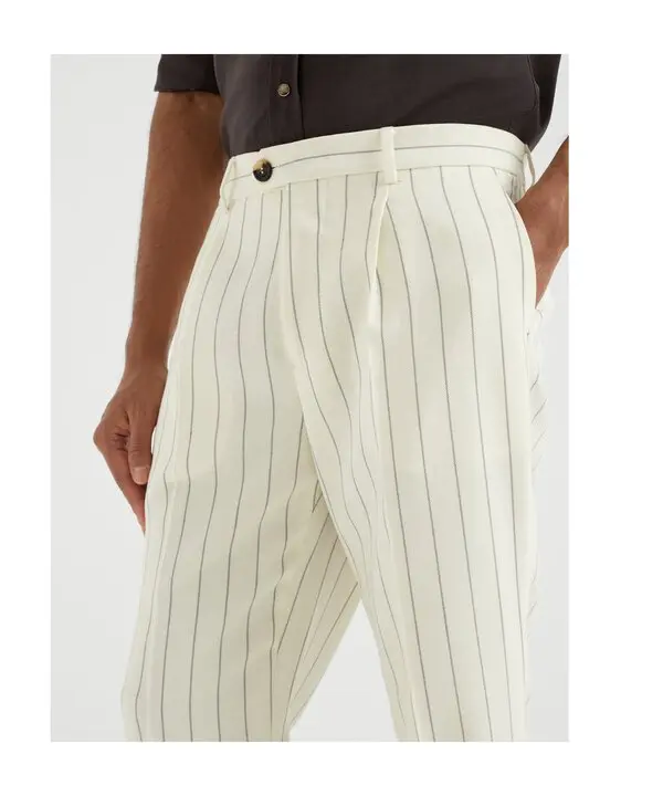 Brunello Cucinelli Striped Tailored Trousers - Panama Color