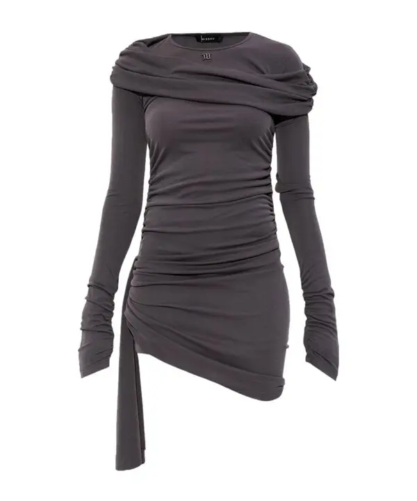 MISBHV Draped Ruched Asymmetrical Mini Dress