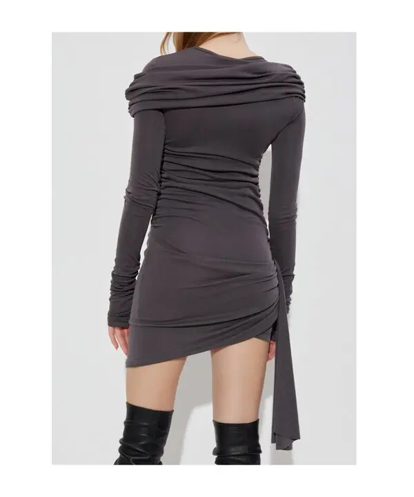 MISBHV Draped Ruched Asymmetrical Mini Dress