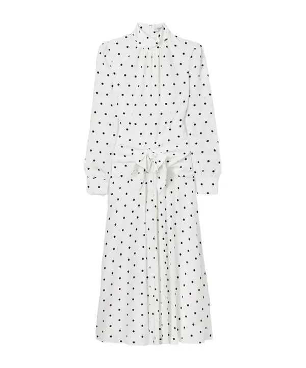 Alessandra Rich Long Sleeve Polka Dot Dress