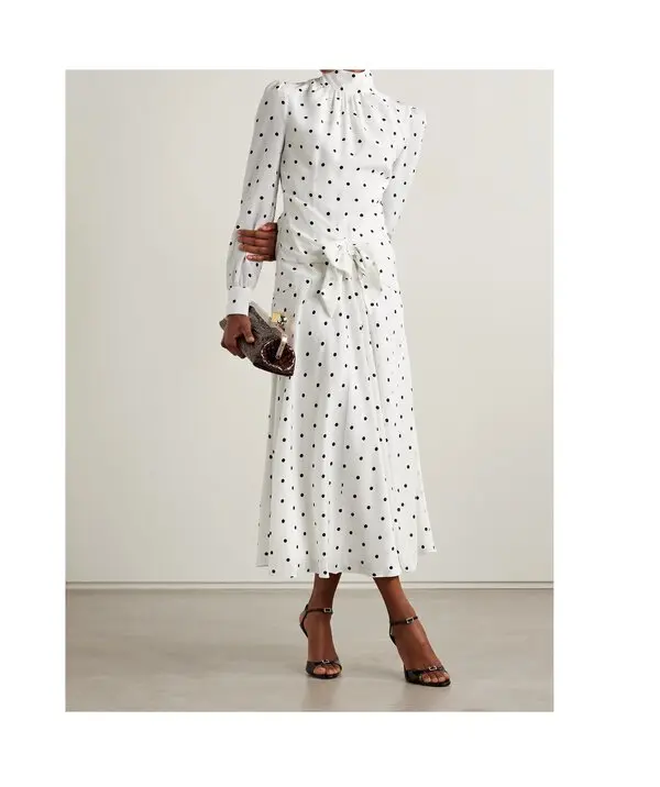 Alessandra Rich Long Sleeve Polka Dot Dress