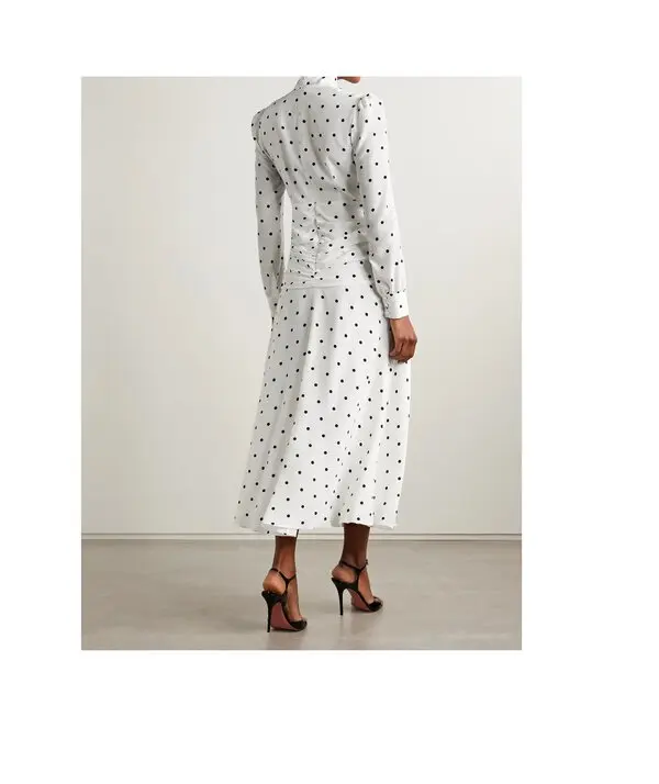 Alessandra Rich Long Sleeve Polka Dot Dress