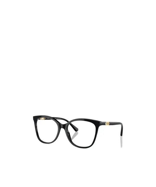 Emporio Armani Full Rim Eyeglasses With Curved Temples And Logo Detail - Black
