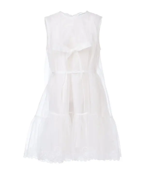 Cecilie Bahnsen Sleeveless Tiered Dress With Tie Detail - White