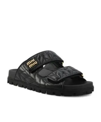 Miu Miu Quilted Slip-on Flat Sandals