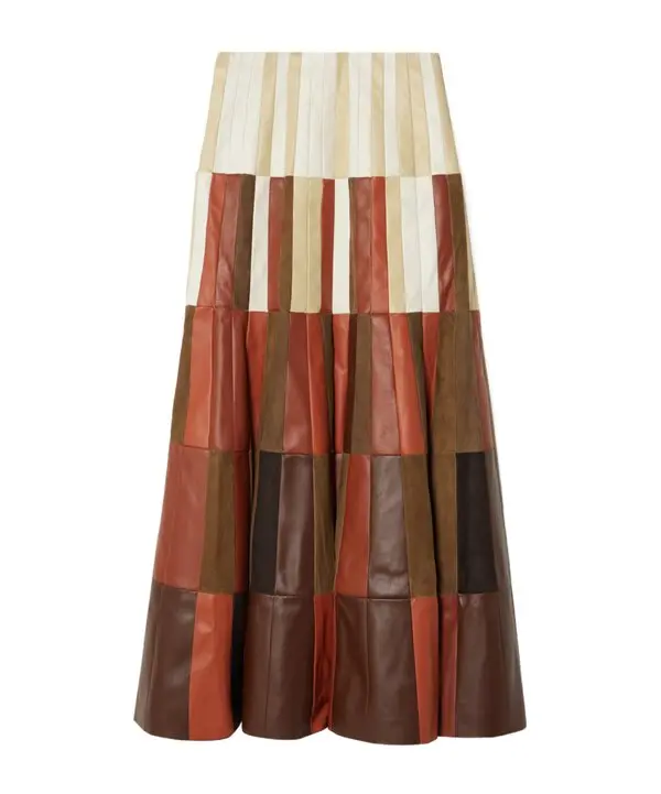 Gabriela Hearst Patchwork Pleated Midi Skirt