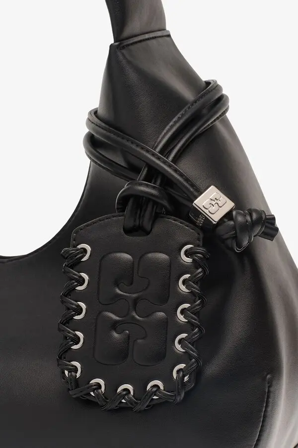 GANNI Sculpted Knot Detail Crossbody Bag - Black