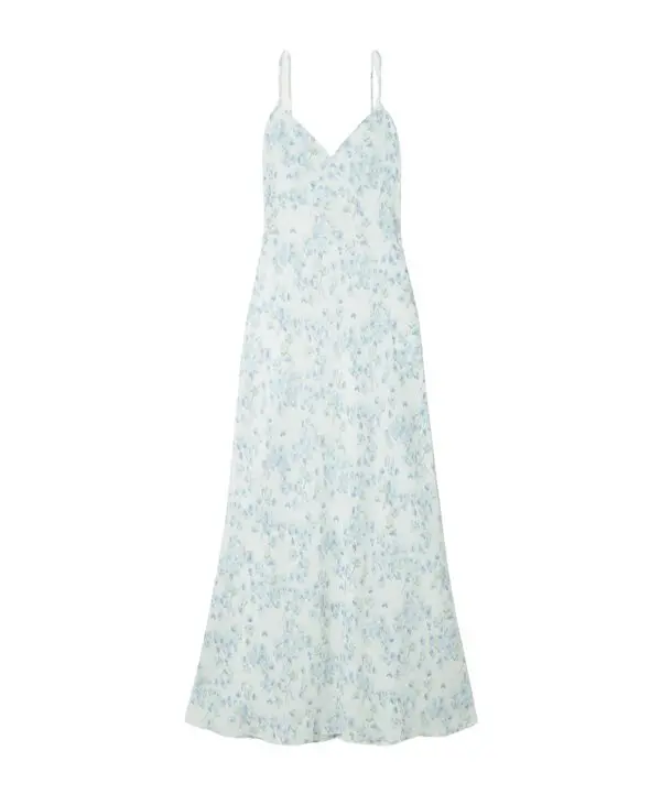 Theory Printed V-neck Spaghetti Strap Midi Dress