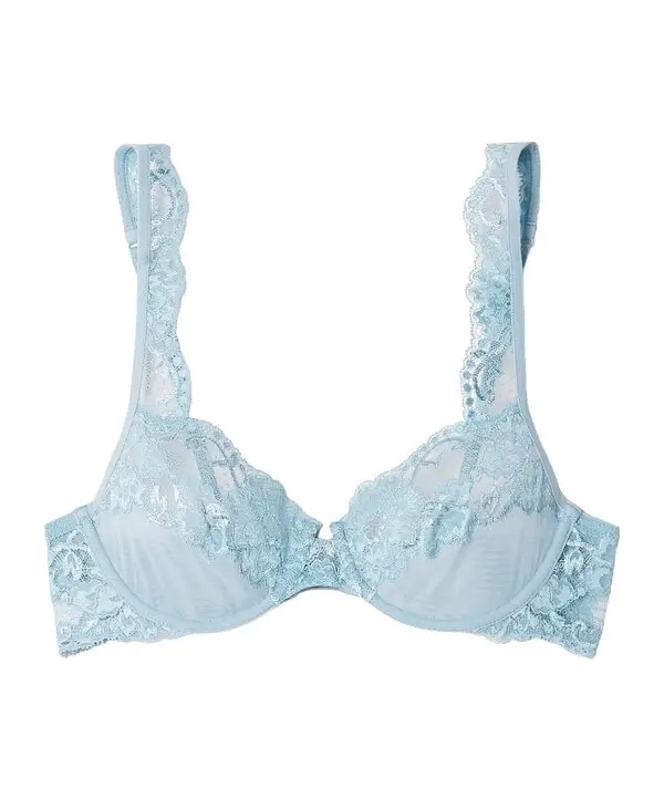 La Perla Tres Souple Leavers Lace And Tulle Underwired Bra - Blue