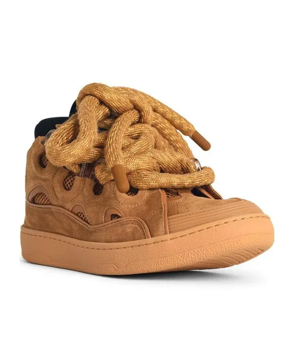 LANVIN Curb Lace-up Sneakers - Brown