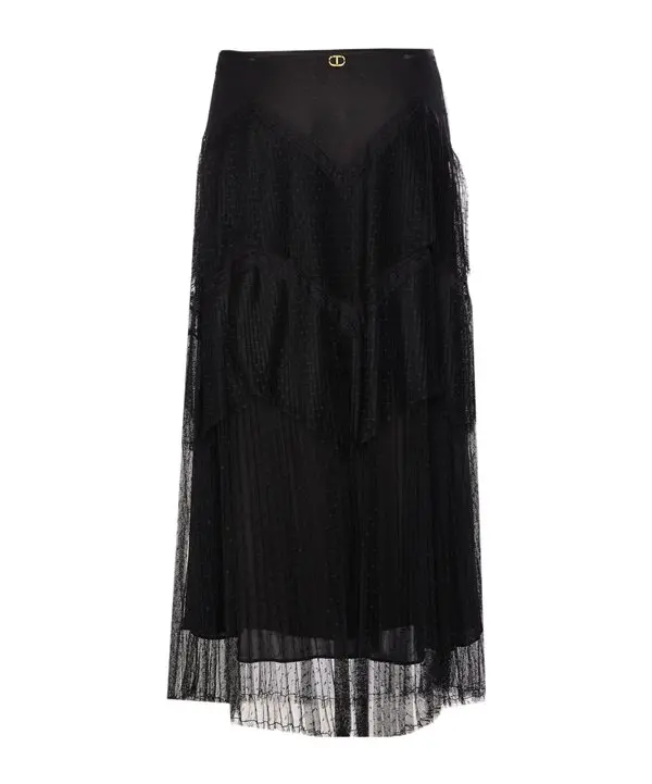 TWINSET Pleated Tiered Midi Skirt