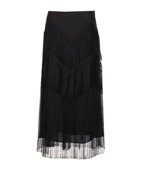 TWINSET Pleated Tiered Midi Skirt