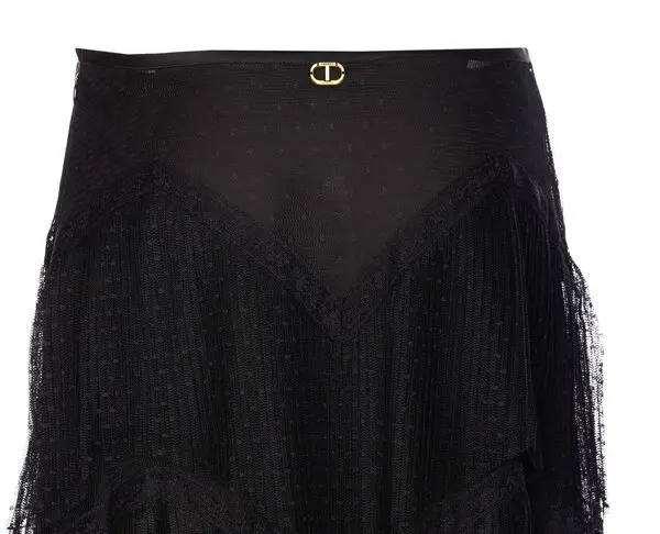 TWINSET Pleated Tiered Midi Skirt