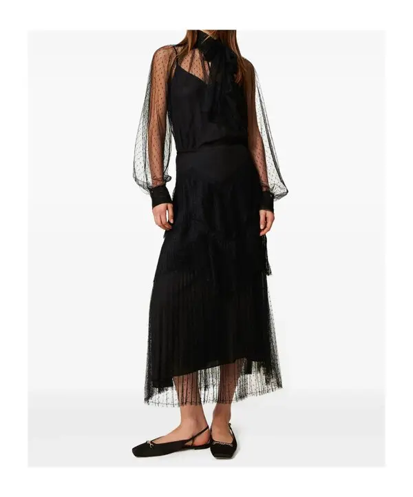 TWINSET Pleated Tiered Midi Skirt