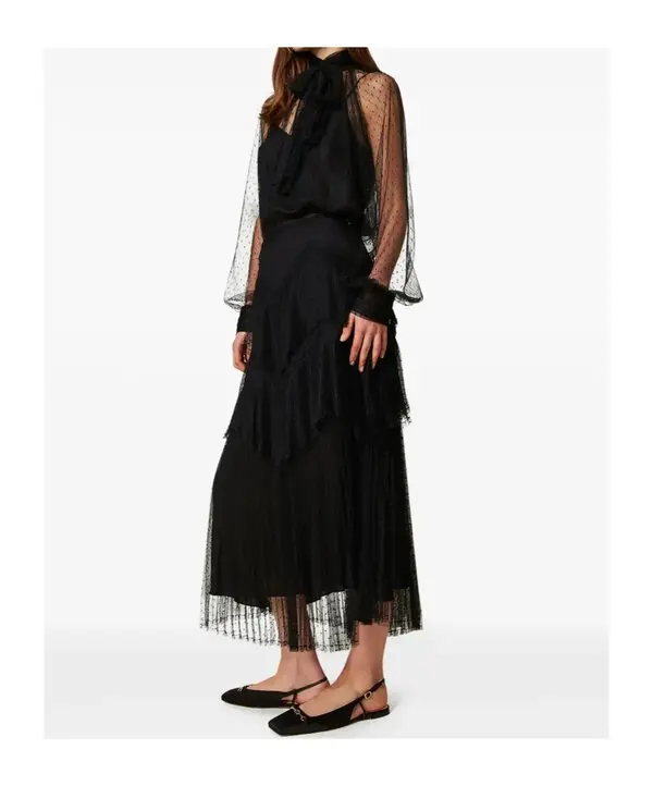TWINSET Pleated Tiered Midi Skirt