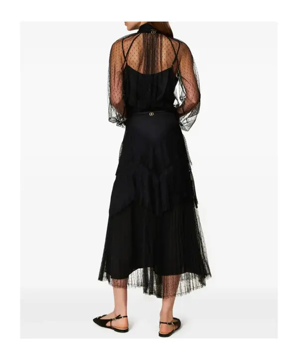 TWINSET Pleated Tiered Midi Skirt