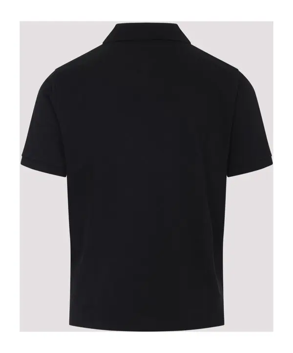 Saint Laurent Cassandre Embroidered Short-sleeved Polo Shirt - Black