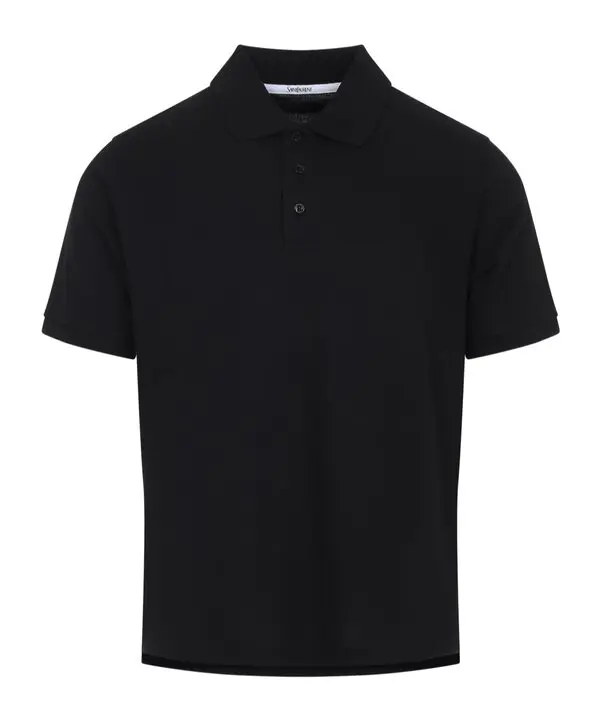 Saint Laurent Button Detailed Short-sleeved Polo Shirt - Black