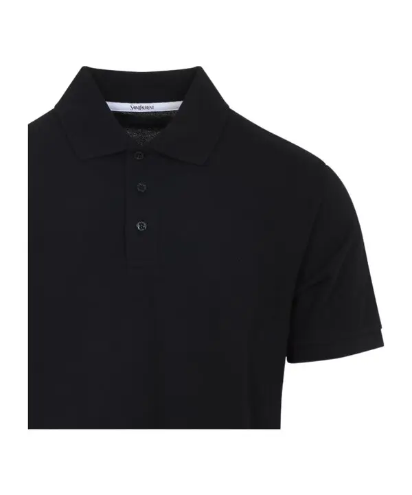 Saint Laurent Button Detailed Short-sleeved Polo Shirt - Black