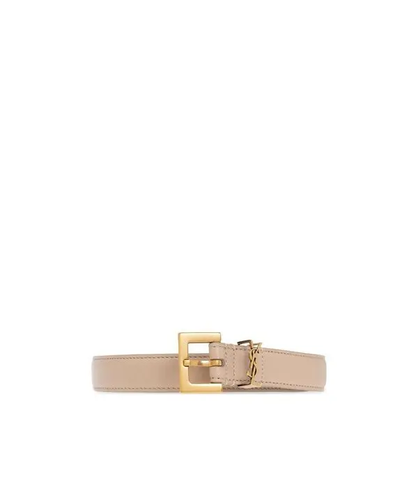 Saint Laurent Cassandre Thin Belt - Nude