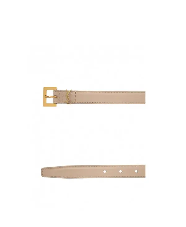 Saint Laurent Cassandre Thin Belt - Nude