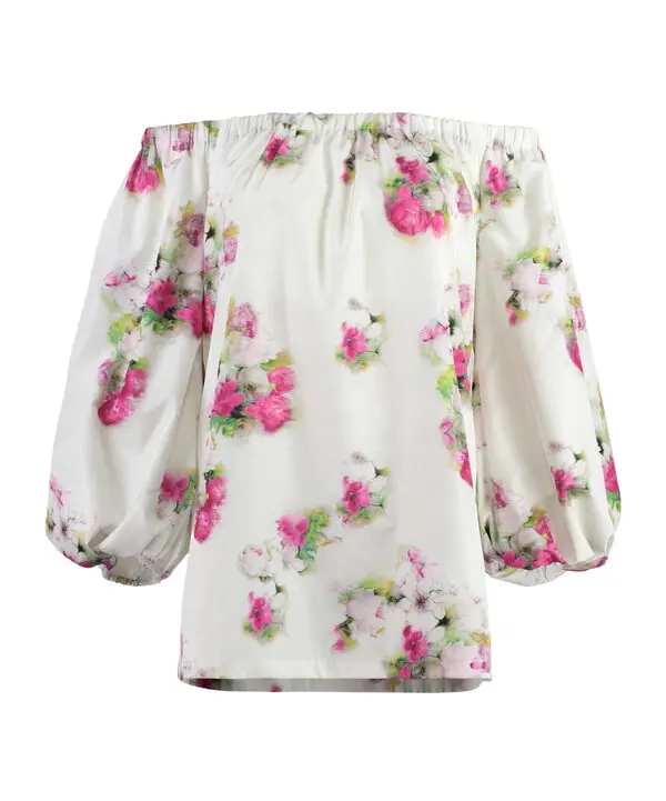 Max Mara Off-shoulder Floral Top - White
