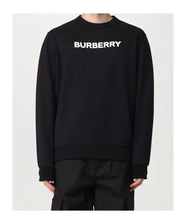 Burberry Logo Printed Crewneck Sweatshirt - Black