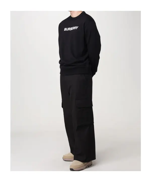 Burberry Logo Printed Crewneck Sweatshirt - Black