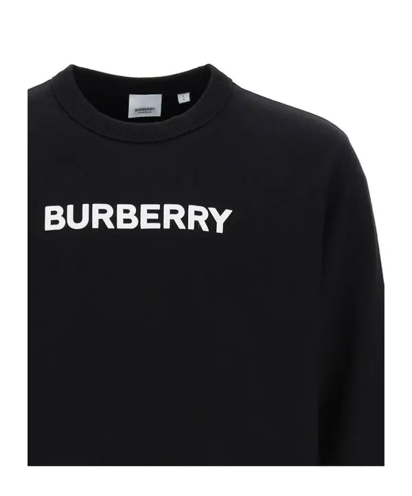 Burberry Logo Printed Crewneck Sweatshirt - Black