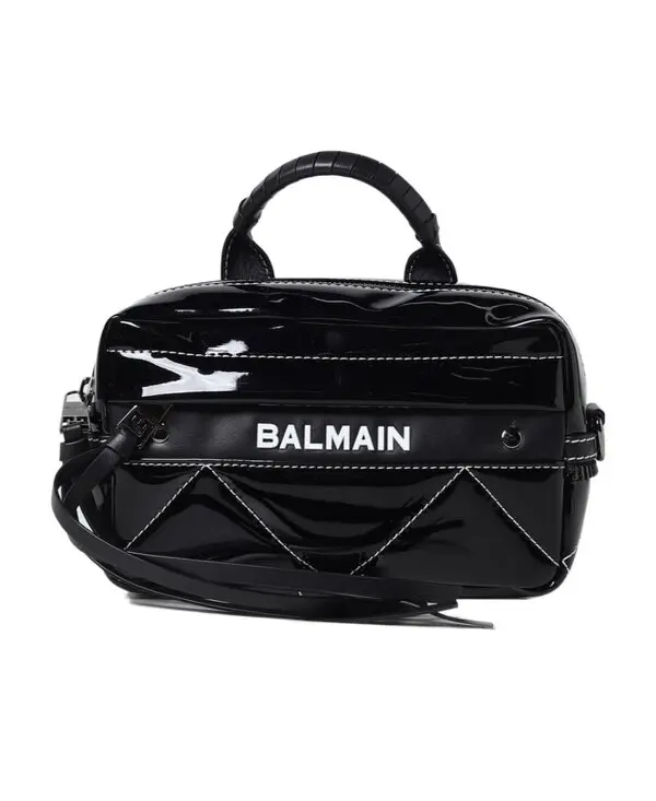 Balmain Logo Printed Top Handle Bag - Black
