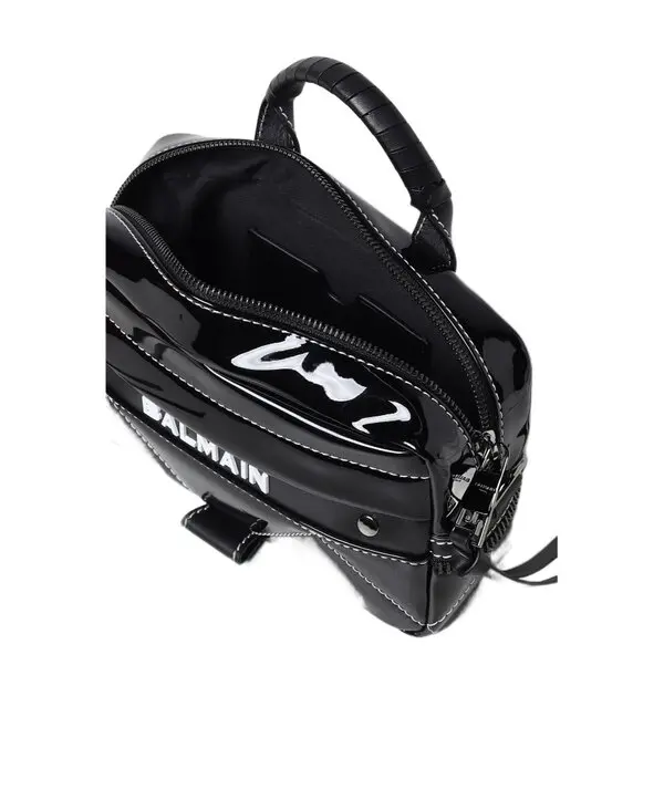 Balmain Logo Printed Top Handle Bag