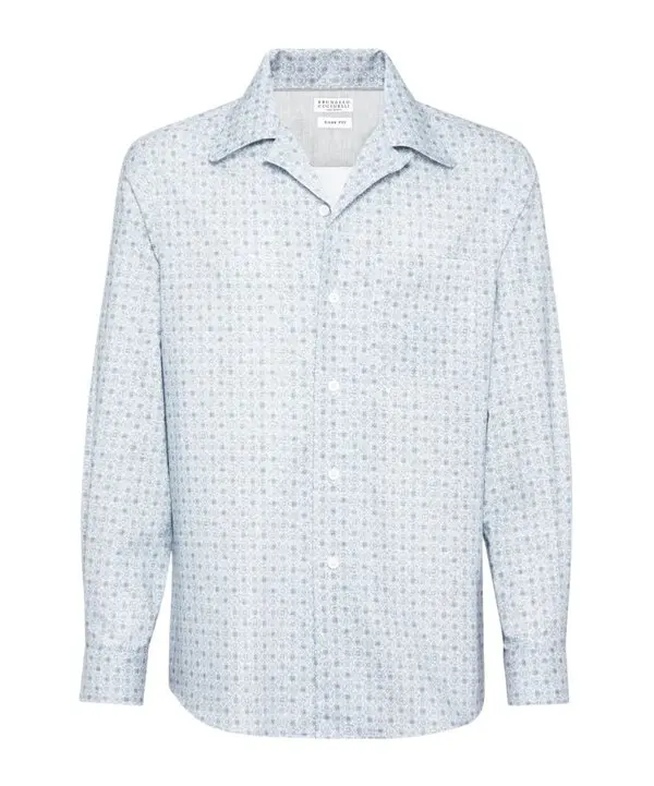 Brunello Cucinelli Geometric-pattern Cotton Shirt