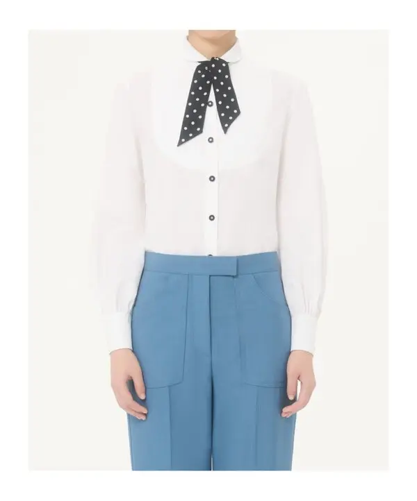 Valentino Garavani Polka Dot Tie Detail Pleated Shirt