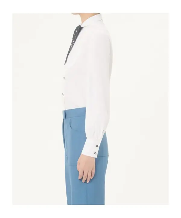 Valentino Garavani Polka Dot Tie Detail Pleated Shirt