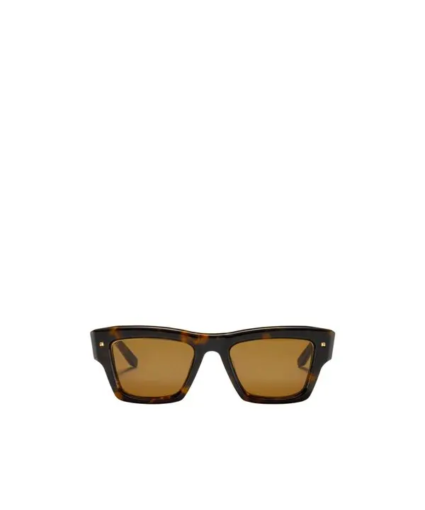 Valentino Garavani Rectangular Sunglasses With Logo Detail - Brown Turtle