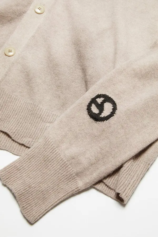 Acne Studios Buttoned Crewneck Sweater With Logo Jacquard - Nude