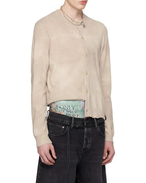 Acne Studios Buttoned Crewneck Sweater With Logo Jacquard - Nude