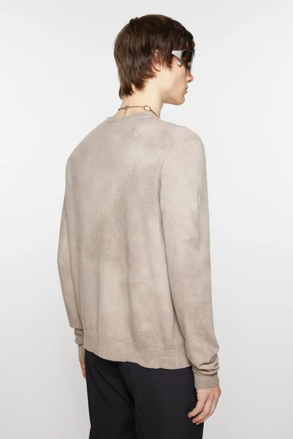 Acne Studios Buttoned Crewneck Sweater With Logo Jacquard - Nude