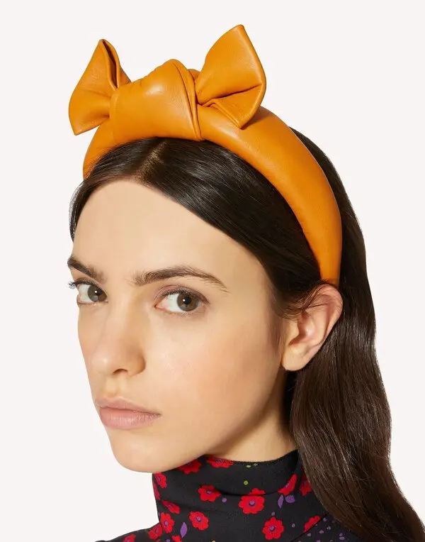 Red Valentino Bow Embellished Headband - Orange
