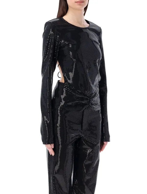 ROTATE BY BIRGER CHRISTENSEN Ivonka Glitter Blouse With Bare Back