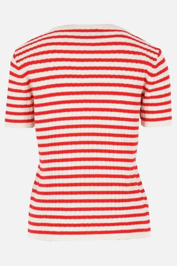 Valentino Garavani Striped Crewneck Jumper - Red