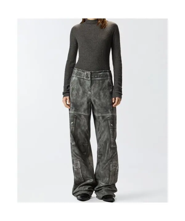 Pinko Distressed Wide-leg Cargo Trousers