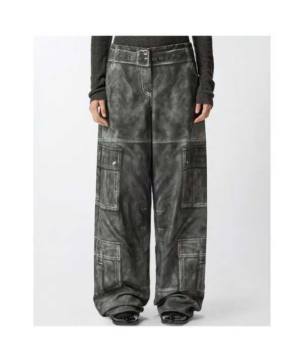 Pinko Distressed Wide-leg Cargo Trousers