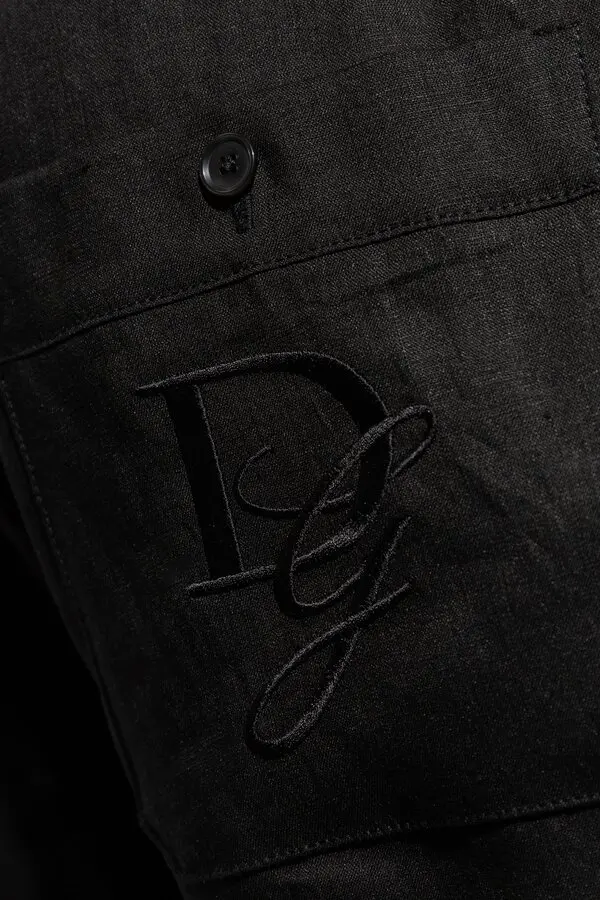 Dolce & Gabbana Logo Embroidered Drawstring Shorts - Black