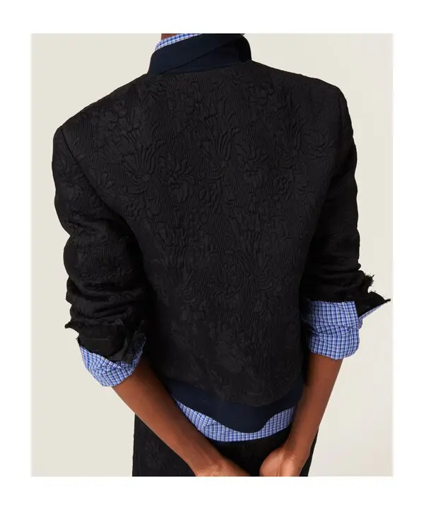Miu Miu Single-breasted Matelassé Effect Jacquard Jacket - Black