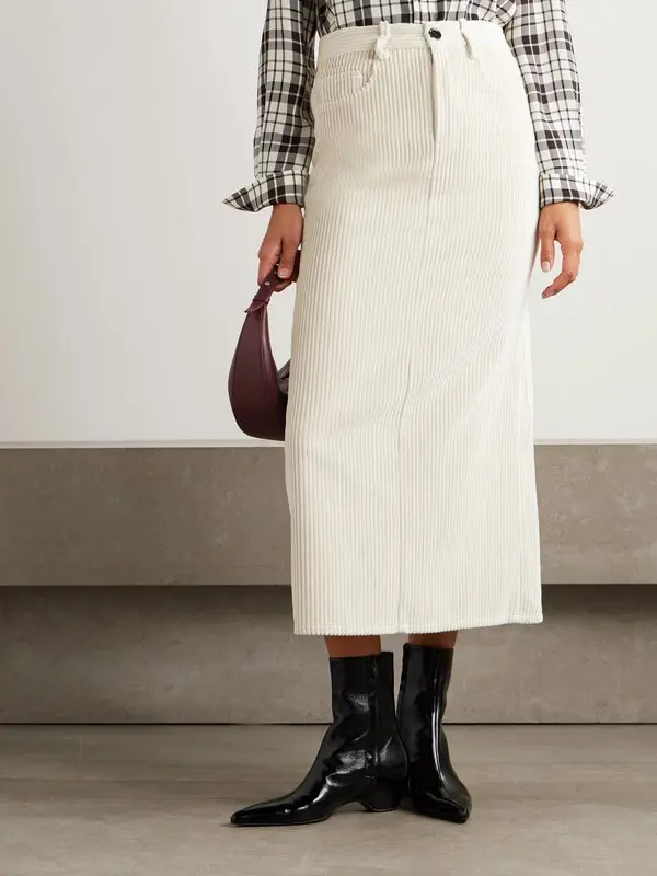 Proenza Schouler Calder Cotton-corduroy Midi Skirt - White
