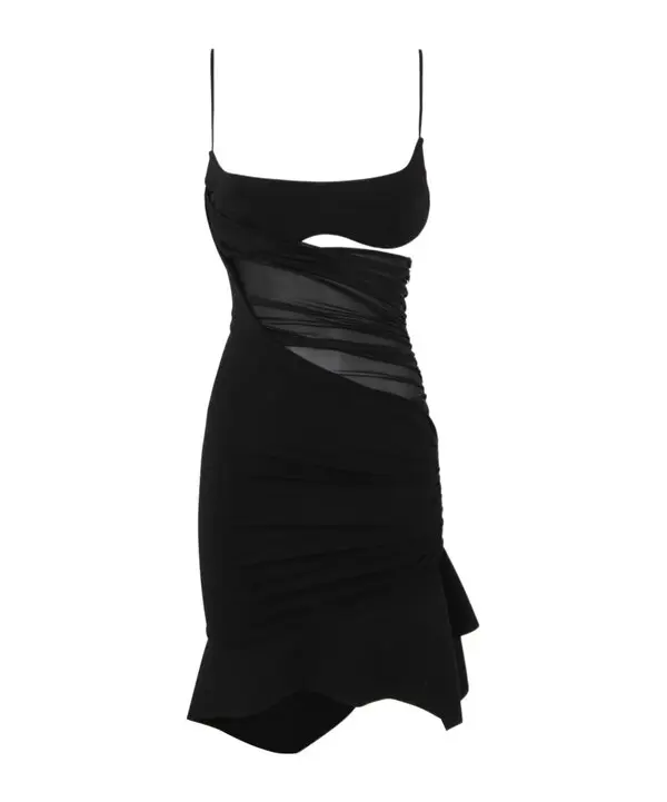 MUGLER Chiffon-panelled Mini Dress - Black