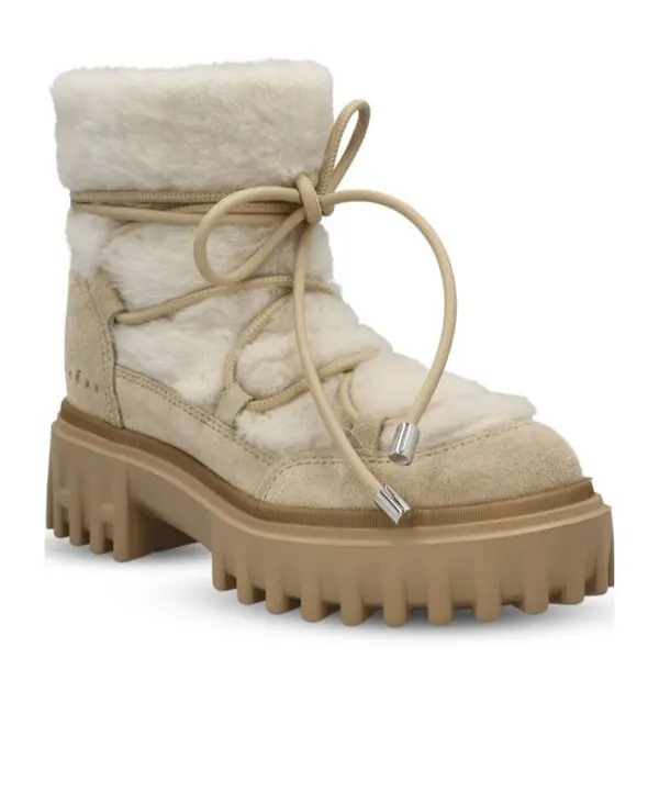 Hogan Lace-up Shearling Trim Boots
