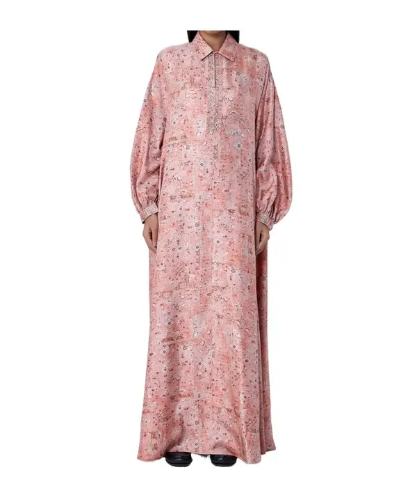 Max Mara Embellished-collar Printed Maxi Dress