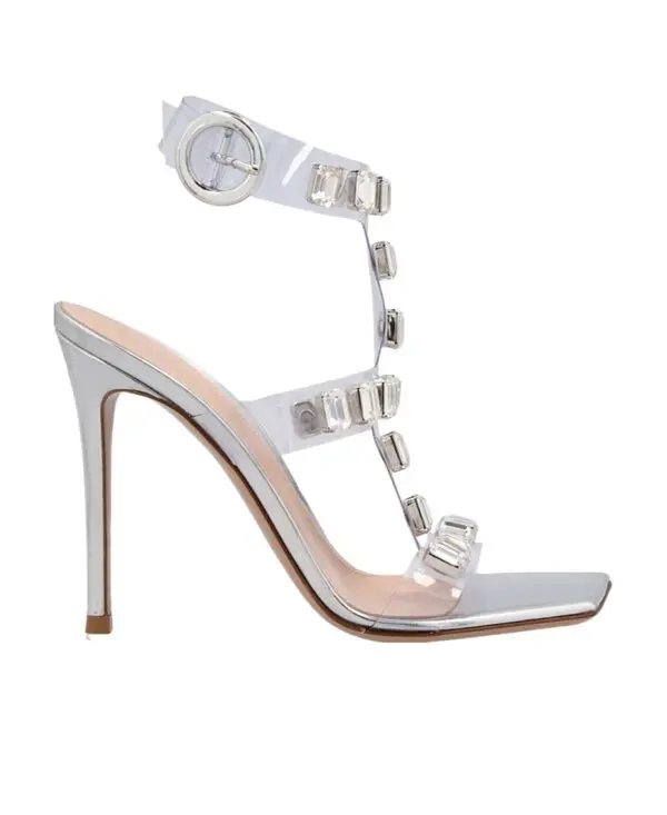 GIANVITO ROSSI Embellished Stiletto Sandals - Gray